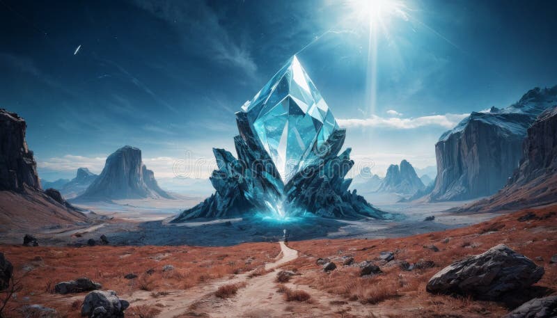 Crystal Monolith in Desert stock image. Image of beacon - 314089411