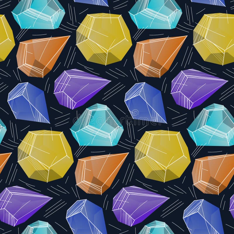 Crystal Multicolored Seamless Pattern. Bright Gradient Gems and ...