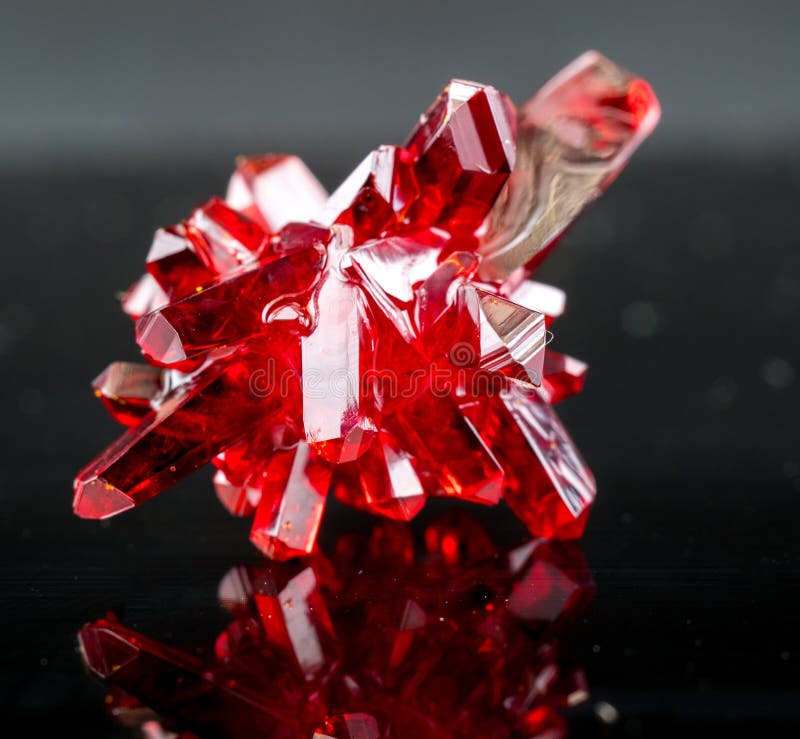 Crystal of Natural Origin. Close Up of Crystals in Ruby Color on Black ...