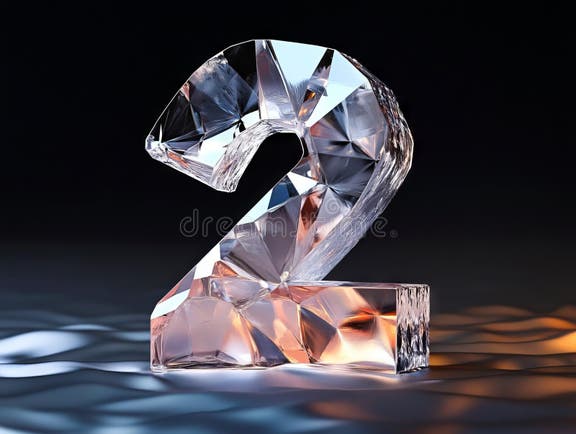 A Crystal Number 2 on a Reflective Surface Stock Illustration ...