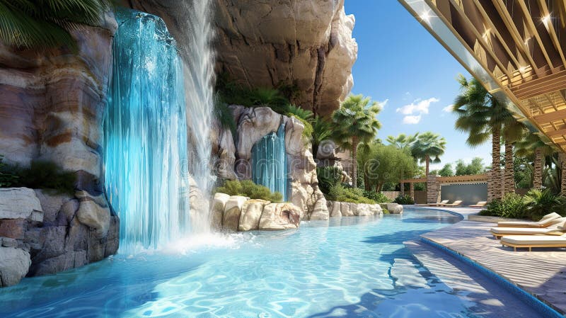 Crystal Oasis Mirage with Beautiful View. Generative Ai Stock ...