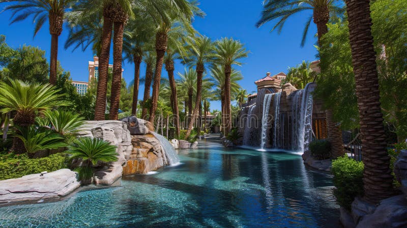 Crystal Oasis Mirage with Beautiful View. Generative Ai Stock ...