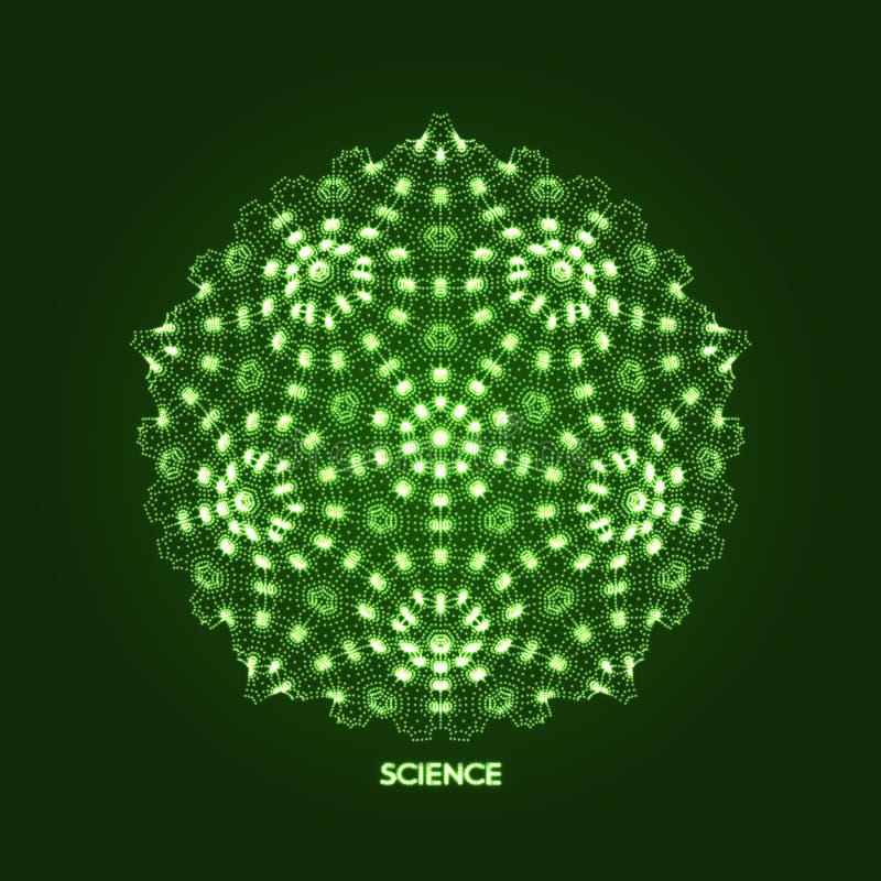 Crystal. Object with Dots. Molecular Grid. 3d Technology Style with ...