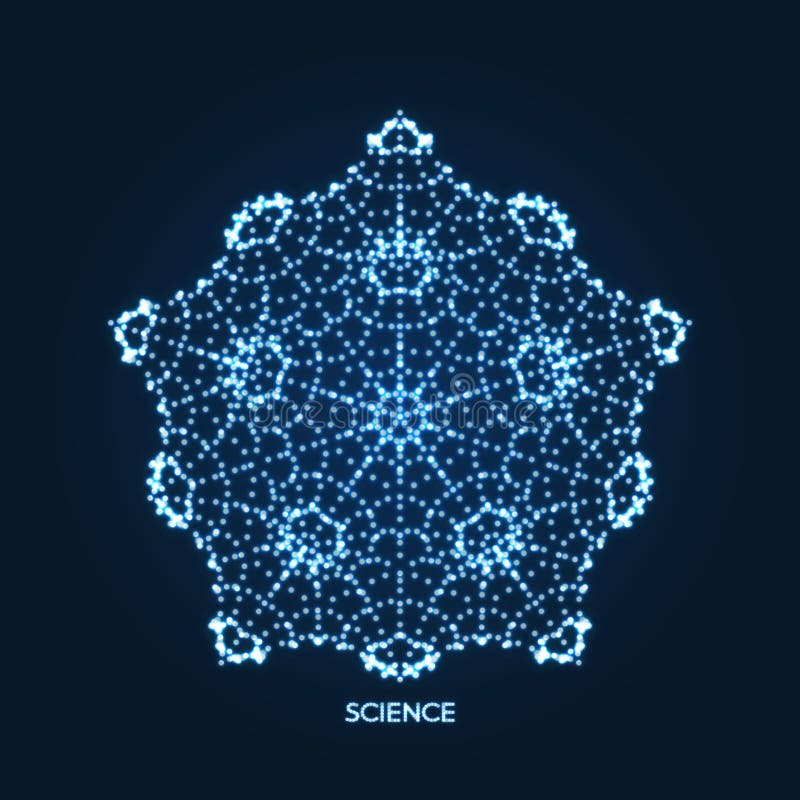 Crystal. Object with Dots. Molecular Grid. 3d Technology Style with ...