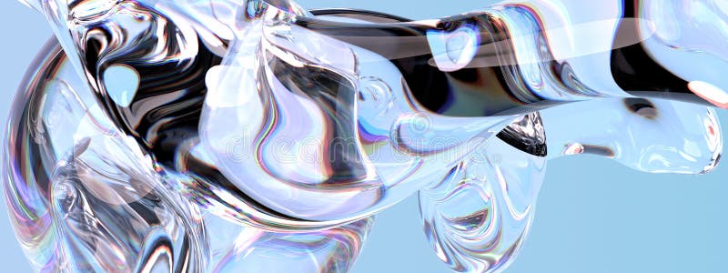 Crystal Organic Fresh Glass, Watery Elegant Modern 3D Rendering ...