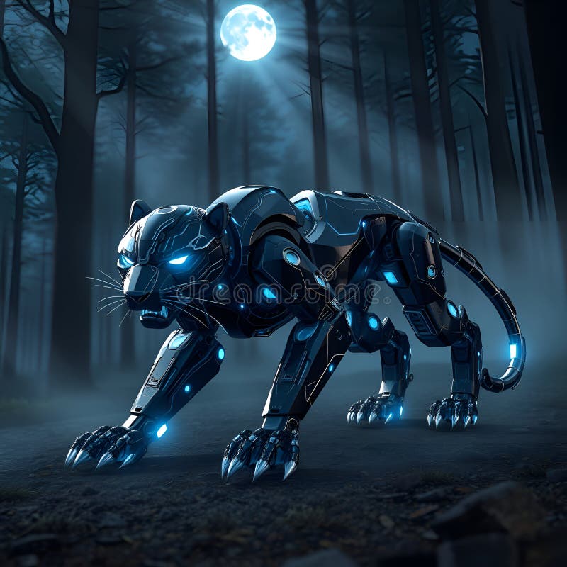 Crystal Panther Stalker - Mesmerizing 3D Robotic Predator Stock ...
