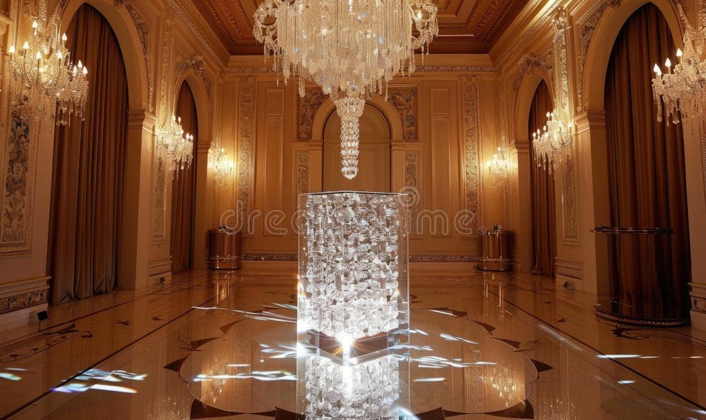 Crystal Pedestal with Crystal-clear Design, Luxury Interior Backdrop ...