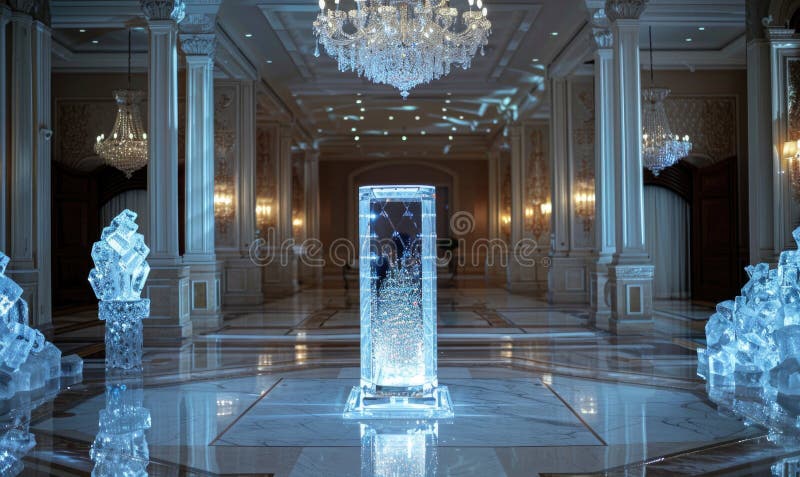 Crystal Pedestal with Crystal-clear Design, Luxury Interior Backdrop ...