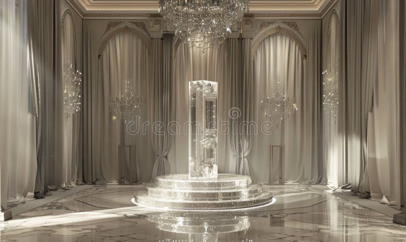 Crystal Pedestal with Crystal-clear Design, Luxury Interior Backdrop ...