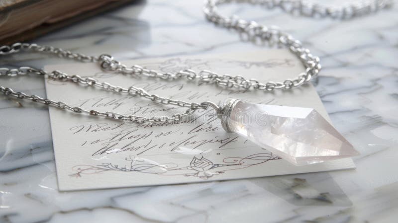 A Crystal Pendulum Suspended from a Delicate Silver Chain Swings Gently ...