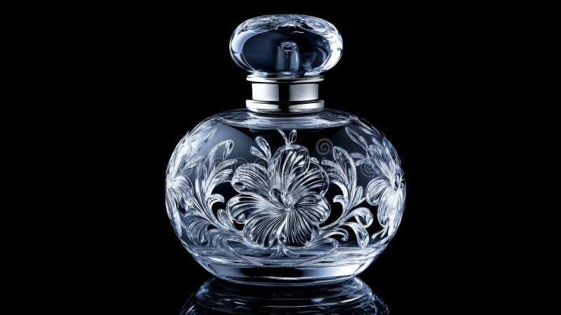 Crystal Perfume Bottle with Engraved Floral Design Stock Illustration ...