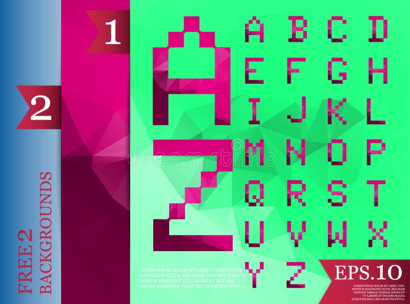 Crystal Polygonal Font with Glitters and Geometric Patterns. Min Stock ...