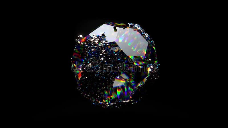 Crystal Polyhedral Sphere Rotates. Diamond Particles are Attracted To ...