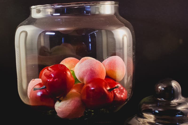 Crystal pot with fruits stock image. Image of fruit, healthy - 83620441