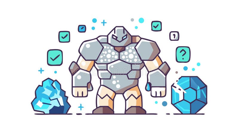 Crystal-powered Robot, Mystical AI, Enchanted Automaton. Vector Design ...
