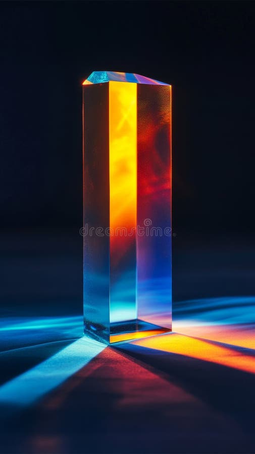 Crystal Prism with Colorful Light Reflections on Dark Background ...