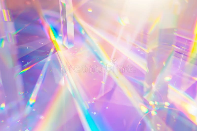 Crystal Prism Reflection with Iridescent Rainbow Light Background Stock ...