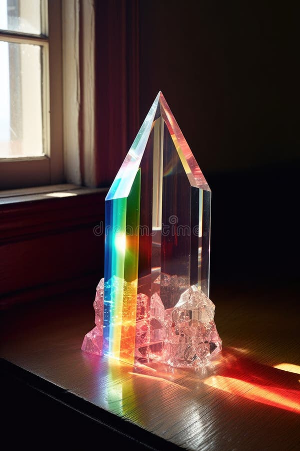 Crystal Prism Refracting Light into a Rainbow Stock Illustration ...