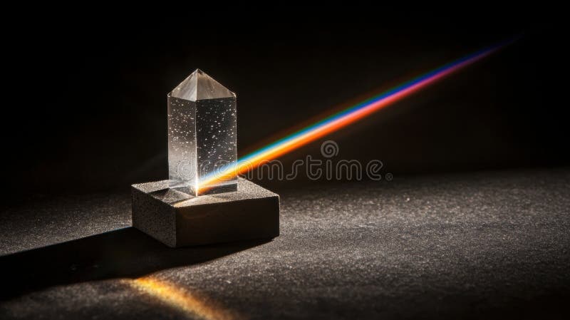 A Crystal Prism Refracts Light, Creating a Rainbow Effect. Stock Image ...