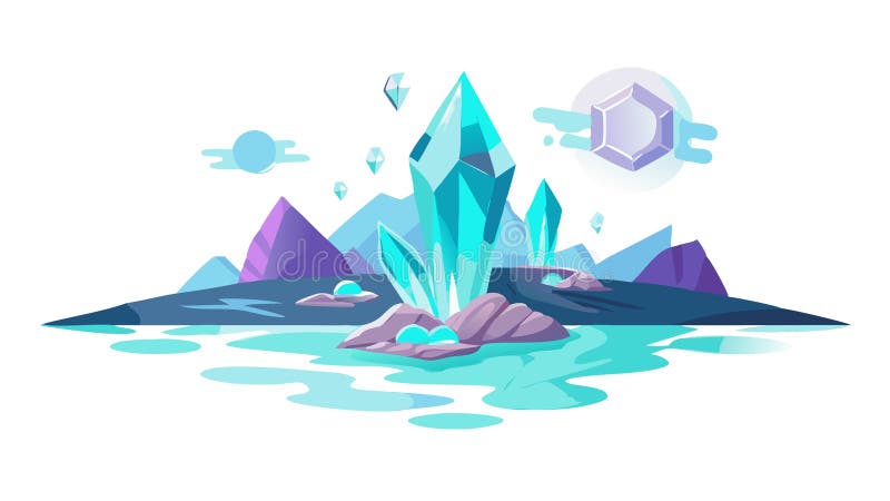 Crystal Processing Plant, Industrial Gemstone Hub, Vector Design ...