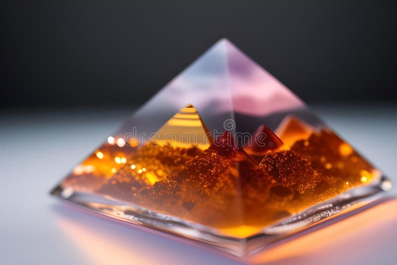 Crystal Pyramid Embedded with Gold Pyramid Inside. Stock Photo - Image ...