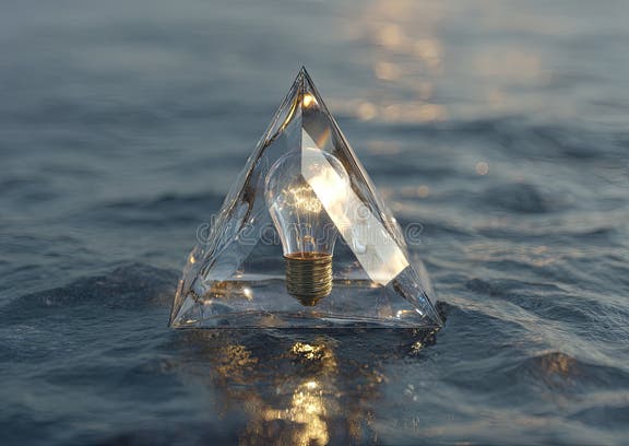 Illuminated Pyramid in Water Stock Photo - Image of illuminated ...