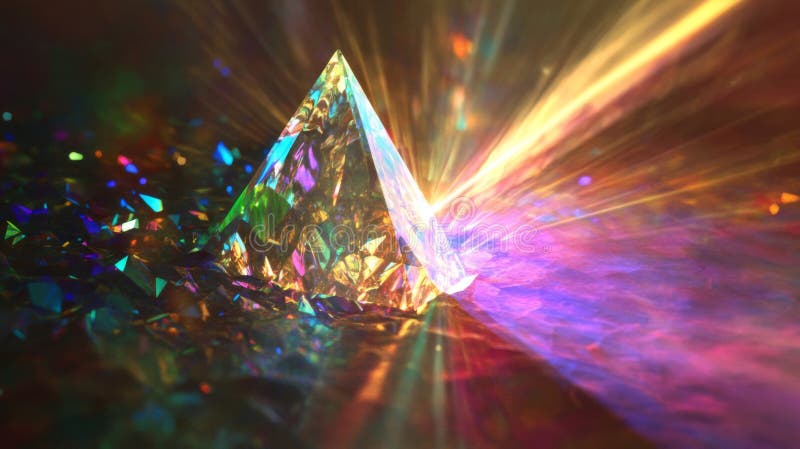 A Crystal Pyramid Glowing with Prismatic Light Stock Illustration ...