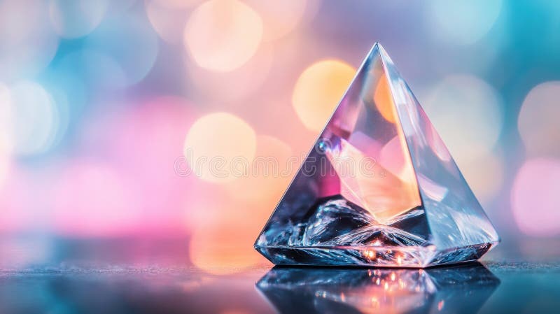 Crystal Pyramid Reflecting Vibrant Bokeh Lights in a Dreamy Setting, AI ...
