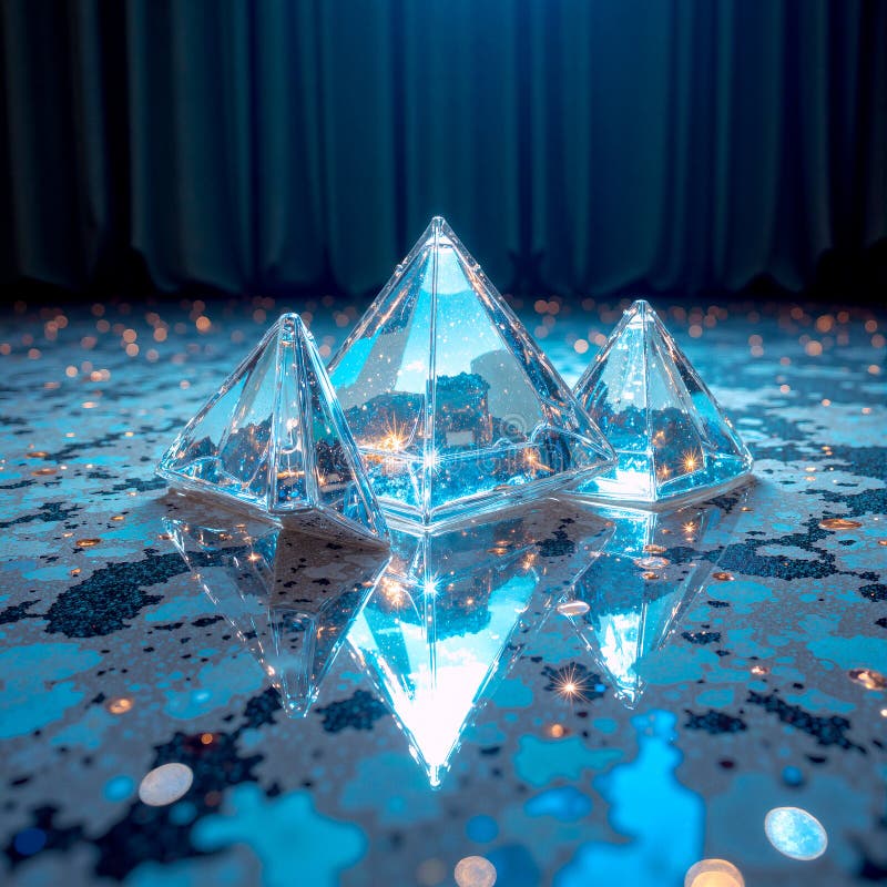 Crystal Pyramids stock photo. Image of modern, blue - 374078796