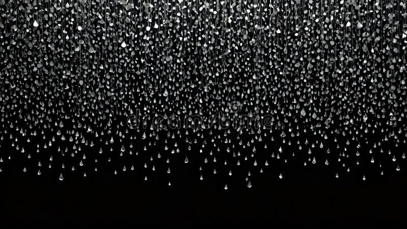 Crystal Rain Sparkling Drops on Black Background AI Generated. Stock ...