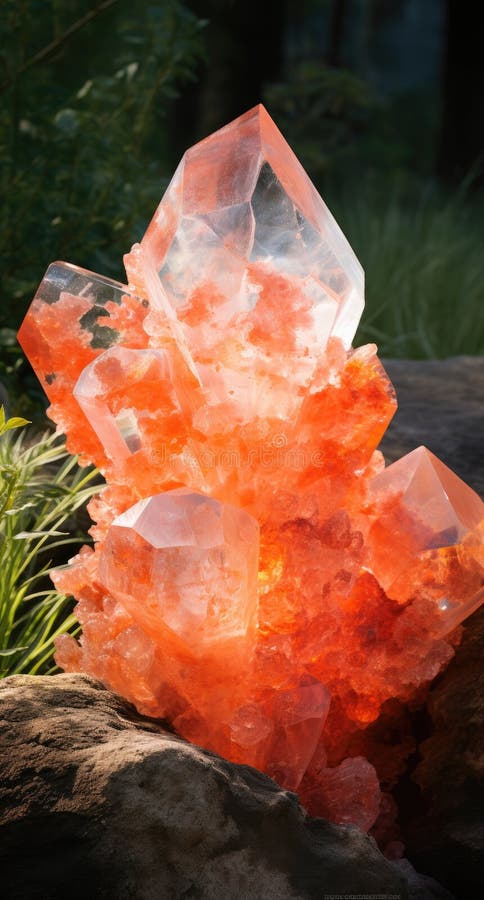 A Crystal Rock with Orange Crystals Stock Illustration - Illustration ...