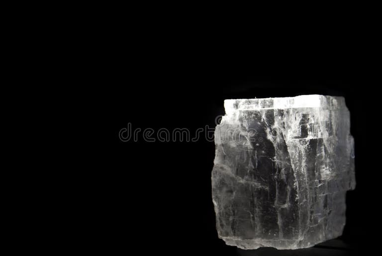 Crystal of Rock Salt on Black Stock Image - Image of isolated ...
