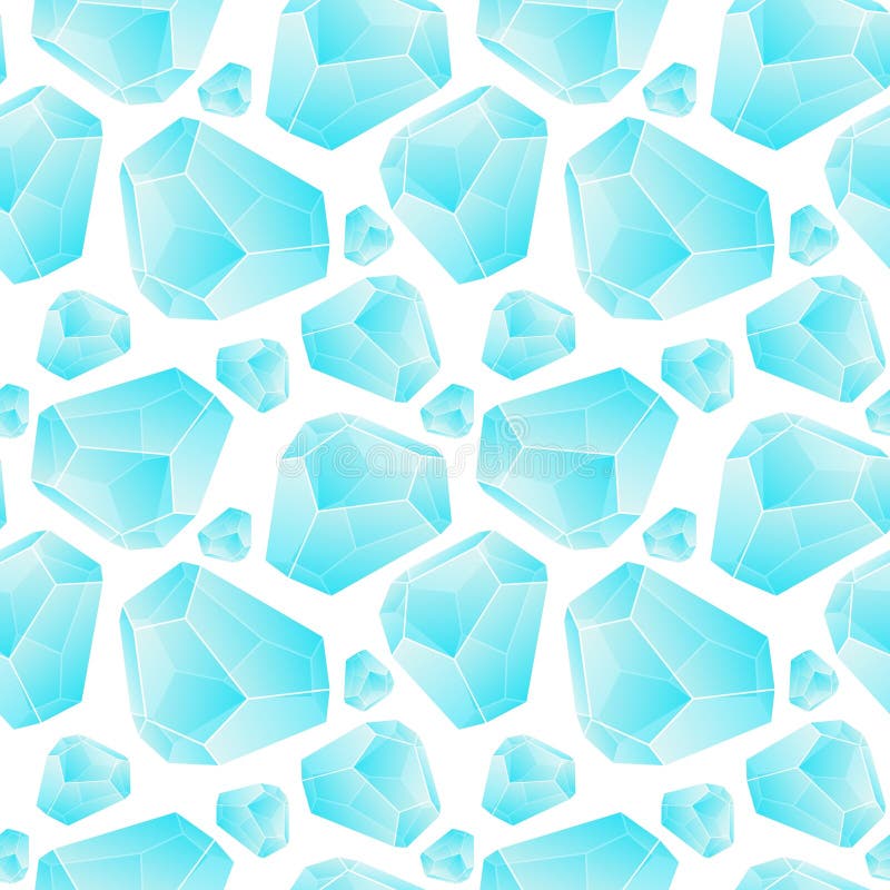 Crystal Seamless Pattern. Bright Blue Gradient Transparent Gems and ...