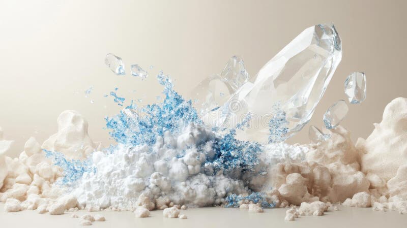 Crystal Shards Collide, a Frozen Explosion into Powder Stock ...