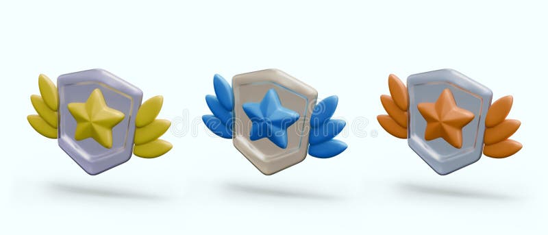 Crystal Shield with Star and Laurel Leaves. Set of Elements of ...