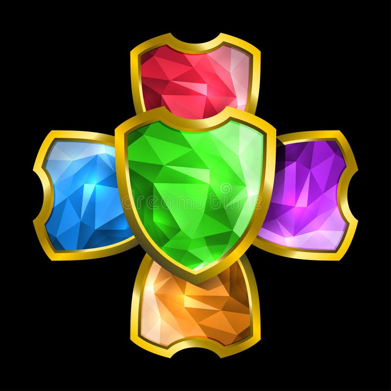 Crystal shields stock vector. Illustration of shiny, symbol - 39931707