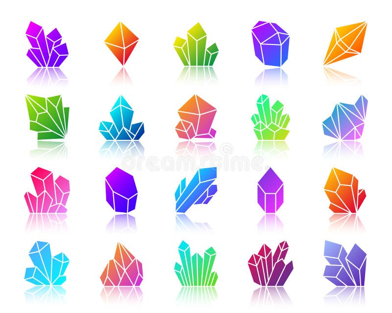 Crystal Simple Gradient Icons Vector Set Stock Vector - Illustration of ...