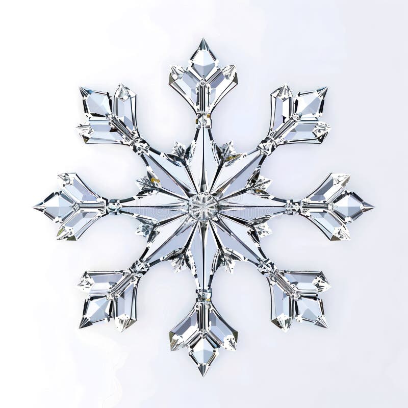 Crystal Snowflake 3d Rendering Front View Isolate Stock Illustration ...