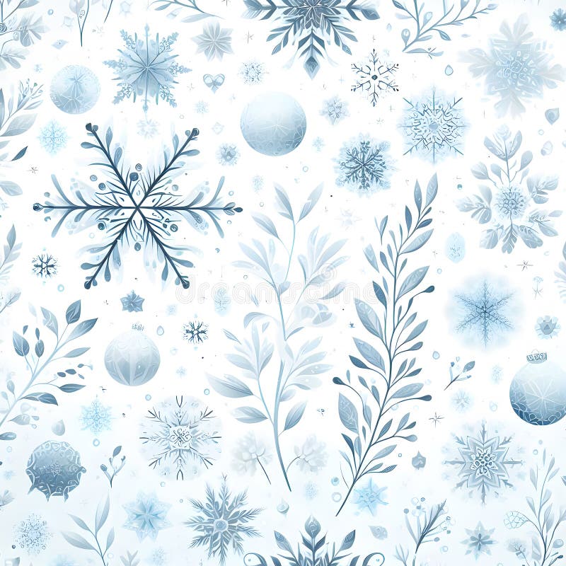 Crystal Snowflake Seamless Pattern on White Background Ai Generated ...