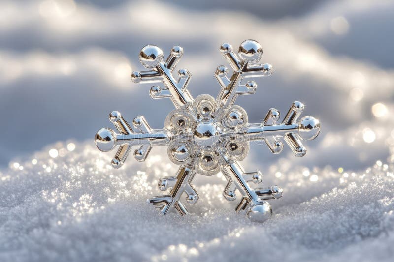 Crystal Snowflake on Sparkling Snow Stock Image - Image of wintertime ...