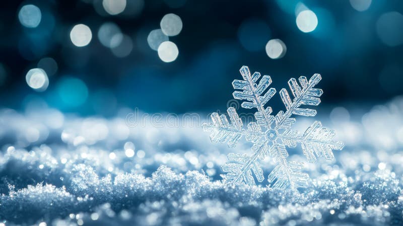 Crystal Snowflake on Sparkling Winter Snow Stock Illustration ...