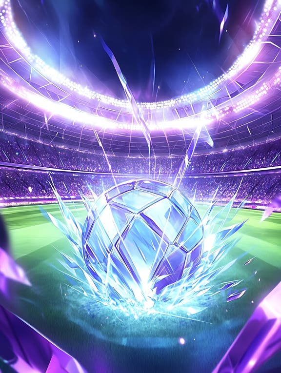 Crystal Soccer Ball Exploding in Stadium Stock Illustration ...