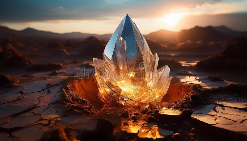 Crystal sparkles at sunset stock illustration. Illustration of morning ...
