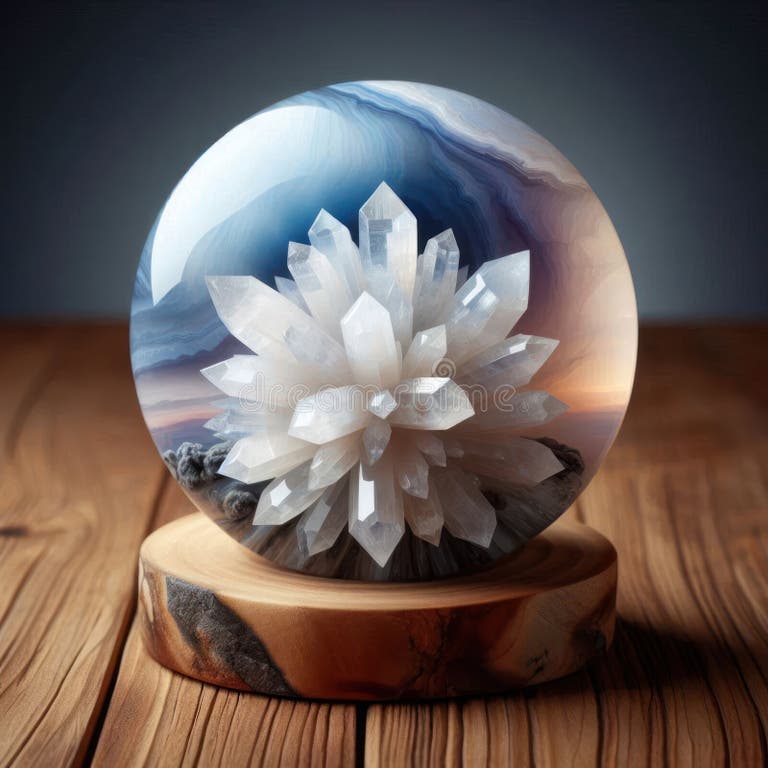 A Crystal Sphere with Crystals Inside. Stock Image - Image of base ...