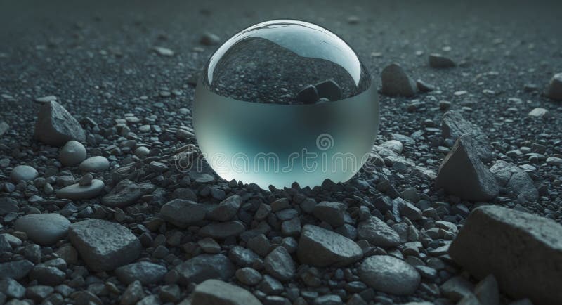 Crystal Sphere on Rocky Ground. a Study in Light, Reflection, and ...
