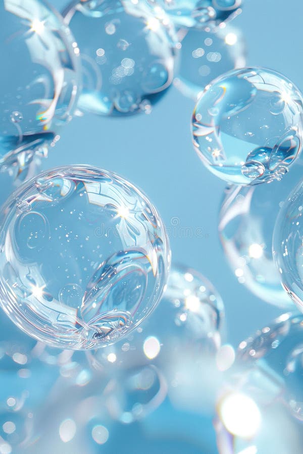 Crystal Spheres on a Light Blue Background. Vertical Background or ...
