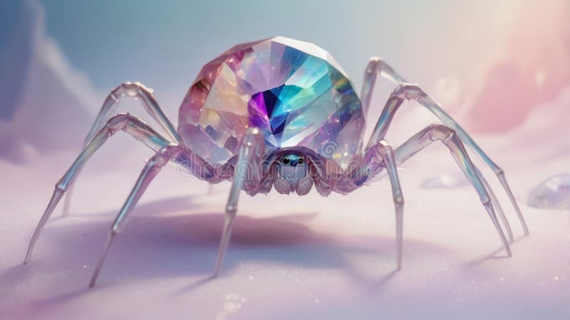 A Crystal Spider with Iridescent Colors Stock Illustration ...