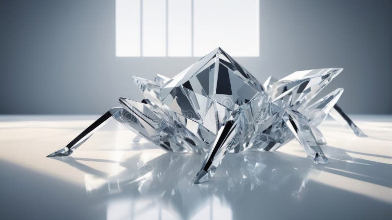 Crystal Spider Sculpture Reflecting Light Stock Illustration ...