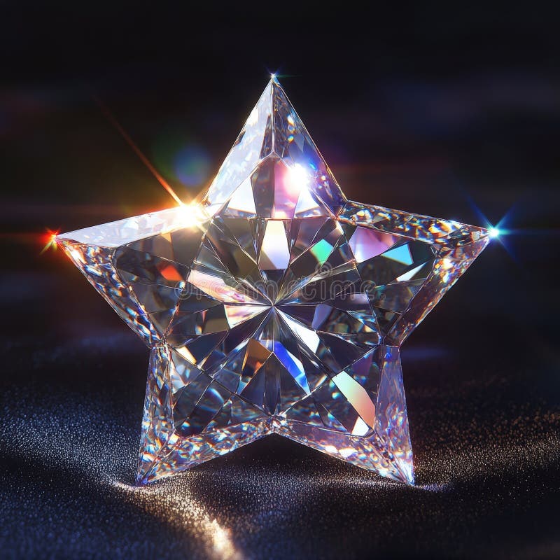 Crystal Star with Intricate Facets Reflecting Light in a Dazzling Array ...