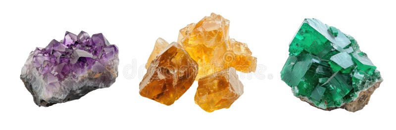 Crystal Stone Rough Amethyst Crystals Front Stock Illustration ...